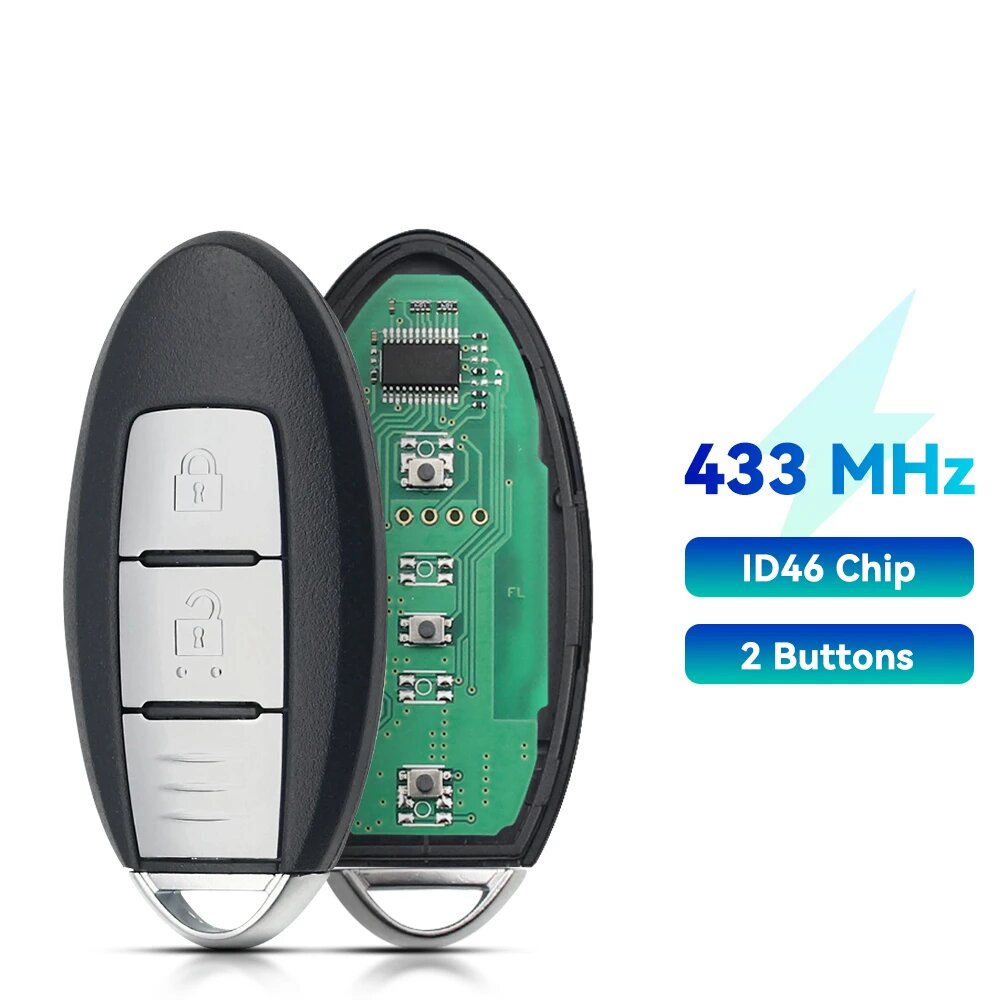 KEYYOU для Nissan Juke Qashqai X-Trail J10 J11 2012-2020 год умный дистанционный ключ 433 МГц 2 кнопки подходит для бесключевого доступа 4A ID46 чип 2 Buttons ID46 Chip