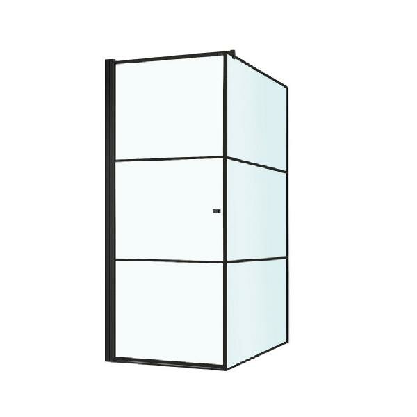 Образец С выставки! Душ. уголок DARK 900х900х1950 прозрачное стекло, профиль черный, левый, BERGES*