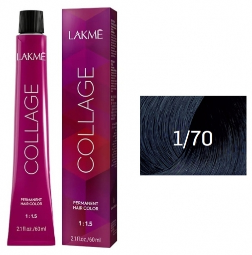 LAKME / Лакме Collage Крем-краска для волос перманентная тон 1/70 Иссиня-черный 60мл / модное окрашивание