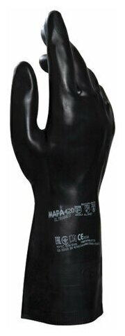 Перчатки латексно-неопреновые MAPA Technic/UltraNeo 420, хлопчатобумажное напыление, размер 7 (S), черные