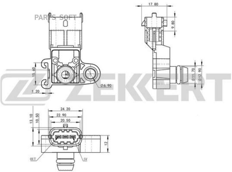 ZEKKERT se-1045 (138219 / 1682141 / 1762251) датчик давления воздуха Ford (Форд) Fiesta (Фиеста) vi 12- Focus (Фокус)