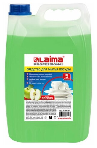 Средство для мытья посуды 5 л, лайма PROFESSIONAL, концентрат, "Яблоко", 604651