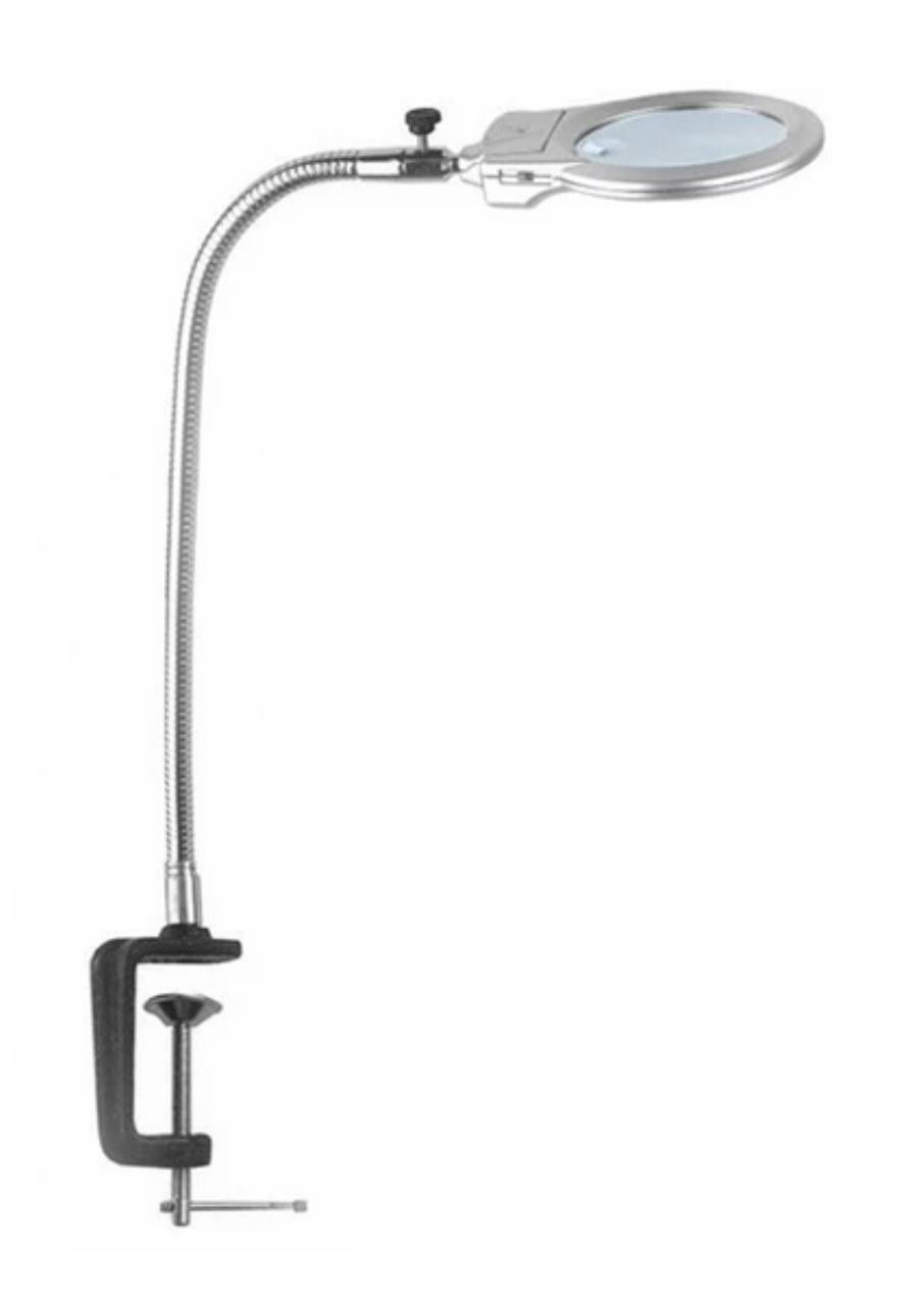 Лупа Kromatech настольная 2 5x, 130 22 мм, на струбцине и гибком штативе с подсветкой (2 LED) MG1512