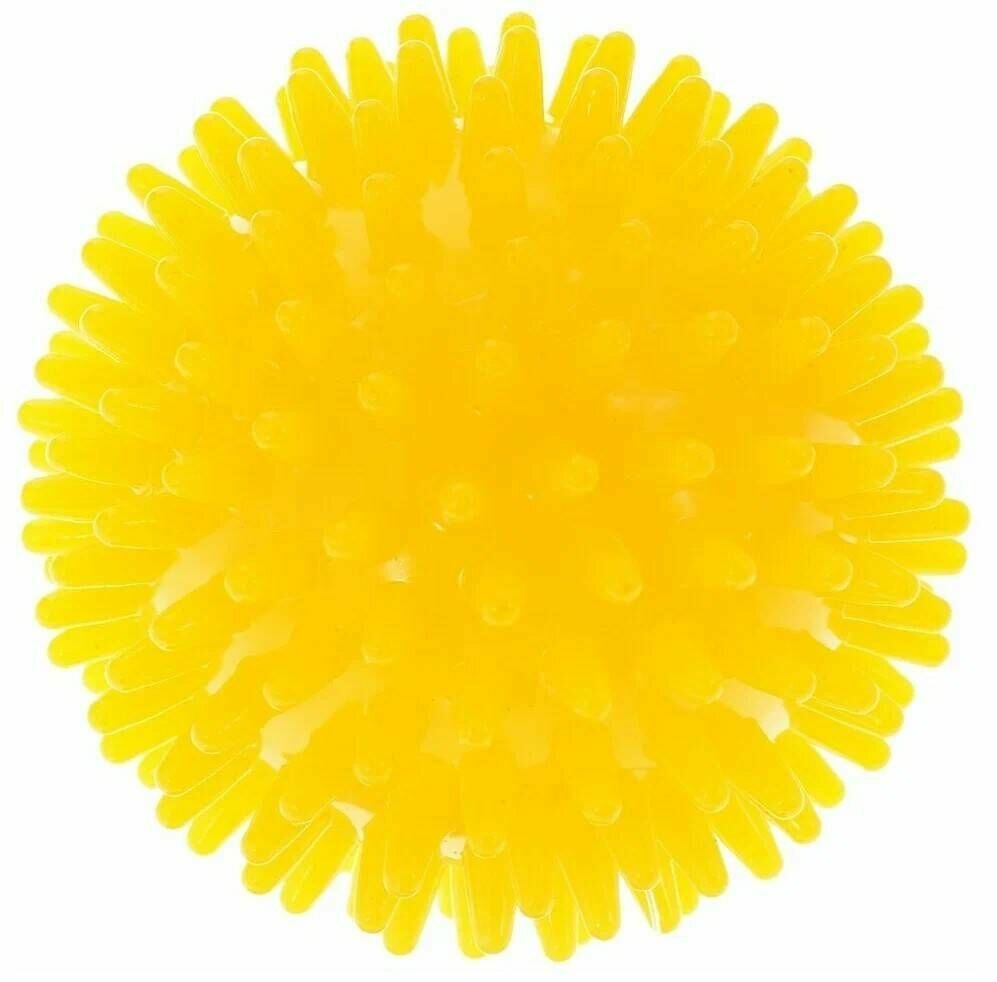 HOMEPET Игрушка для собак, мячик с шипами с пищалкой, желтый, 6,5 см