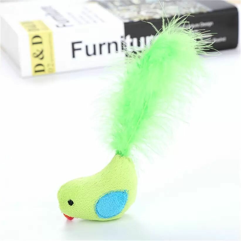 Homecat Игрушка для кошек Птичка с хвостом из перьев, 18 см