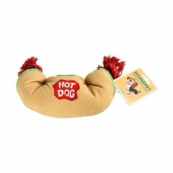 HOMEPET Игрушка для собак хот дог с пищалкой, размер 42 см х 9,5 см