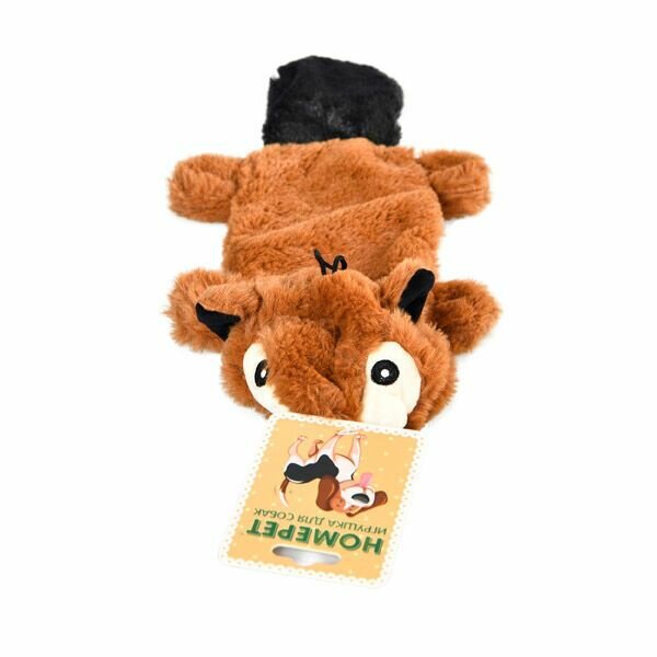 HOMEPET Игрушка для собак бобер с пищалкой и шуршащим эффектом плюш, размер 43 см х 17 см