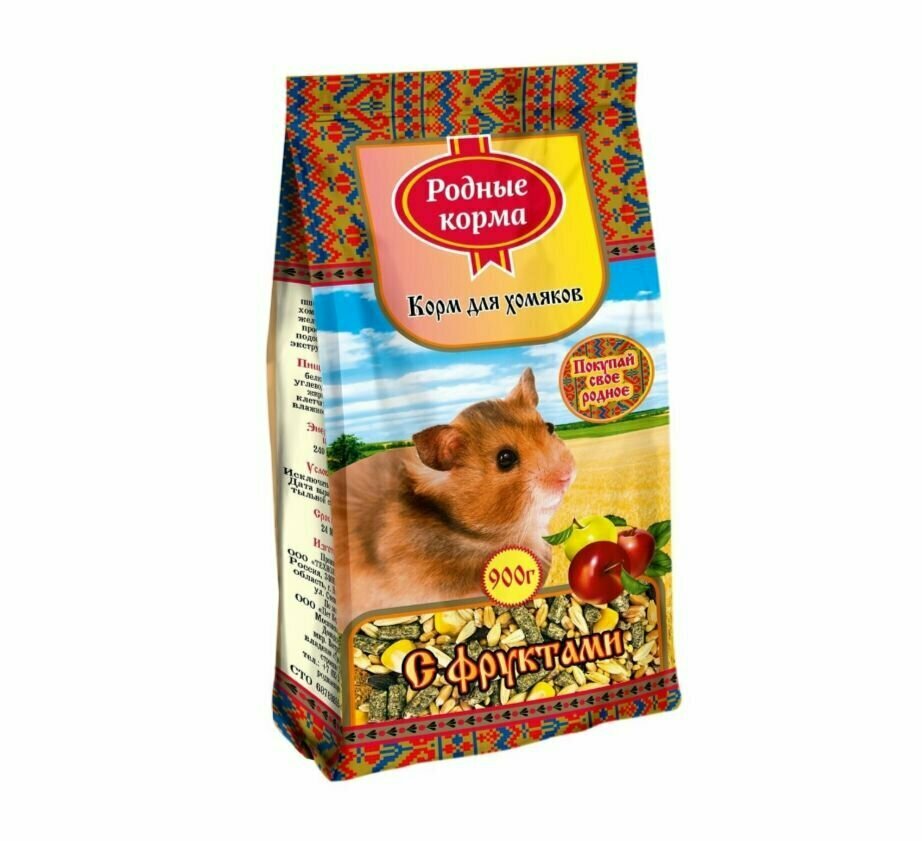 Родные Корма Корм для хомяков с фруктами, 900 г