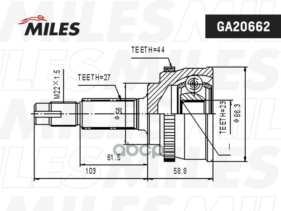 Шрус Наружный Nissan Primera P11/P12 Qg18de/Avenir/Expert W11 Qg18de/Sr20de 99-/Tino V10 Qg18de (Gsp 841282) Ga20662 Miles ар.