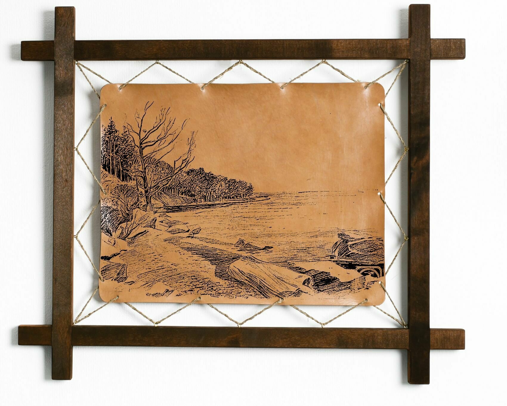 Картина интерьерная из кожи "Берег", BoomGift