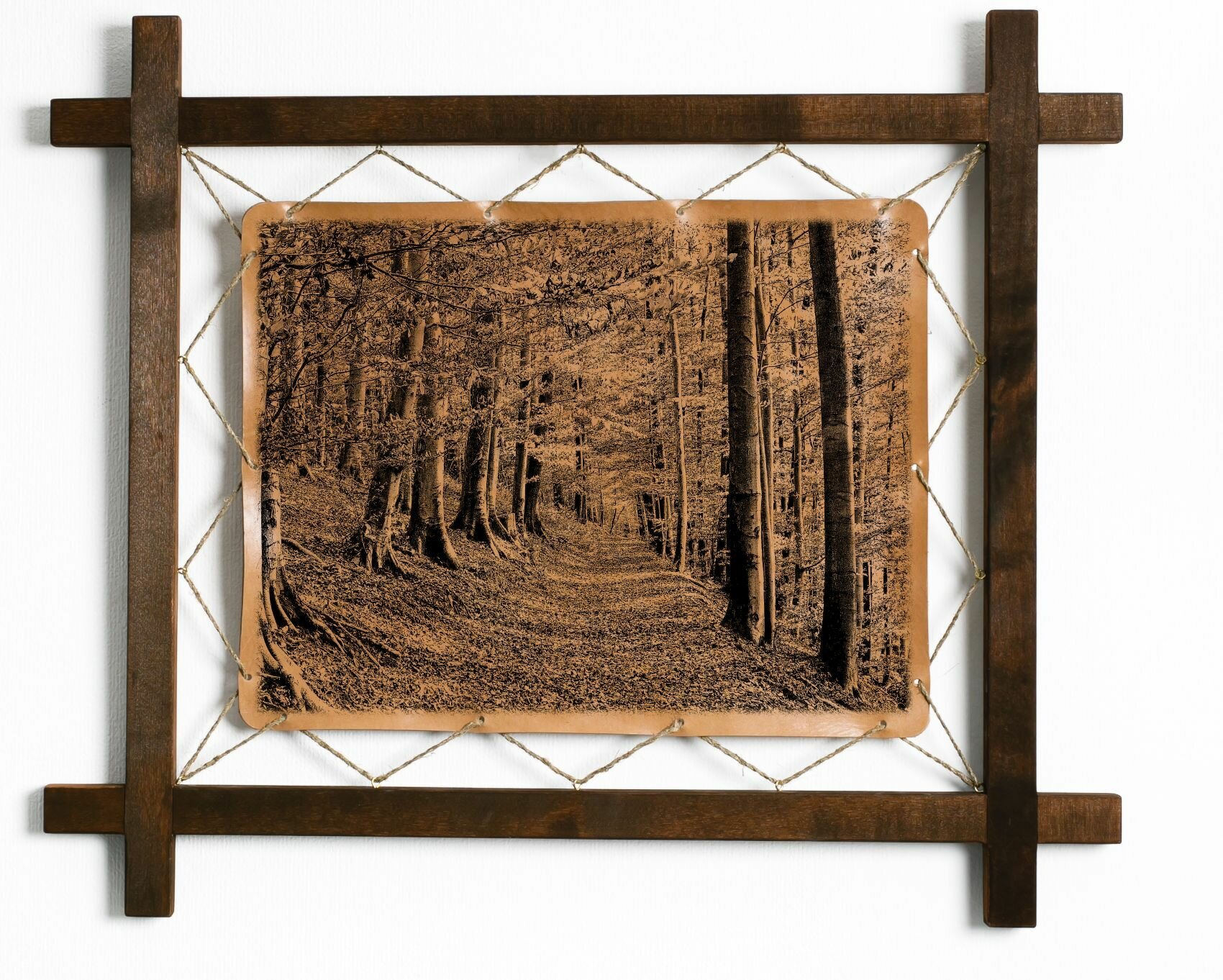 Картина интерьерная из кожи "Лес", BoomGift