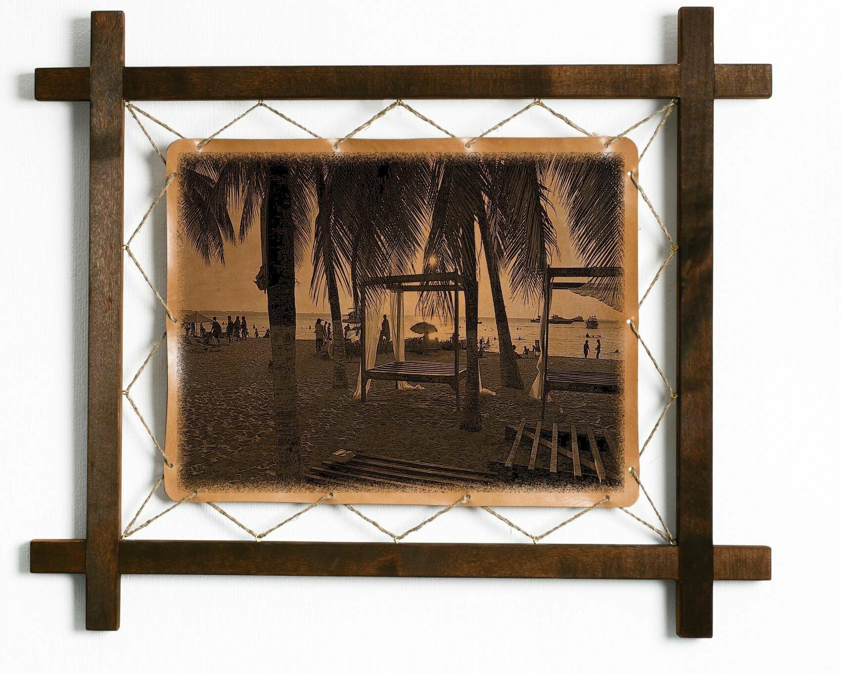 Картина интерьерная из кожи "Пляж", BoomGift