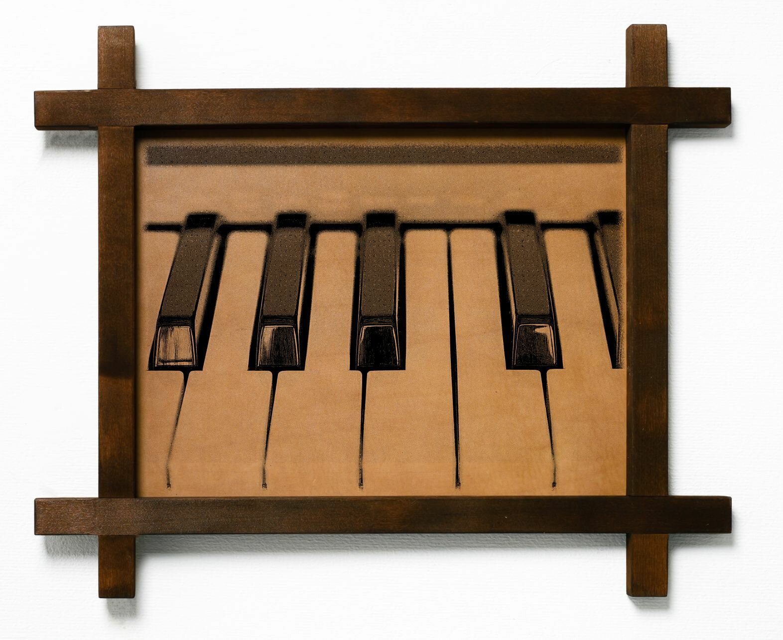Картина интерьерная, натуральная кожа, "Клавиши", в деревянной раме, BoomGift