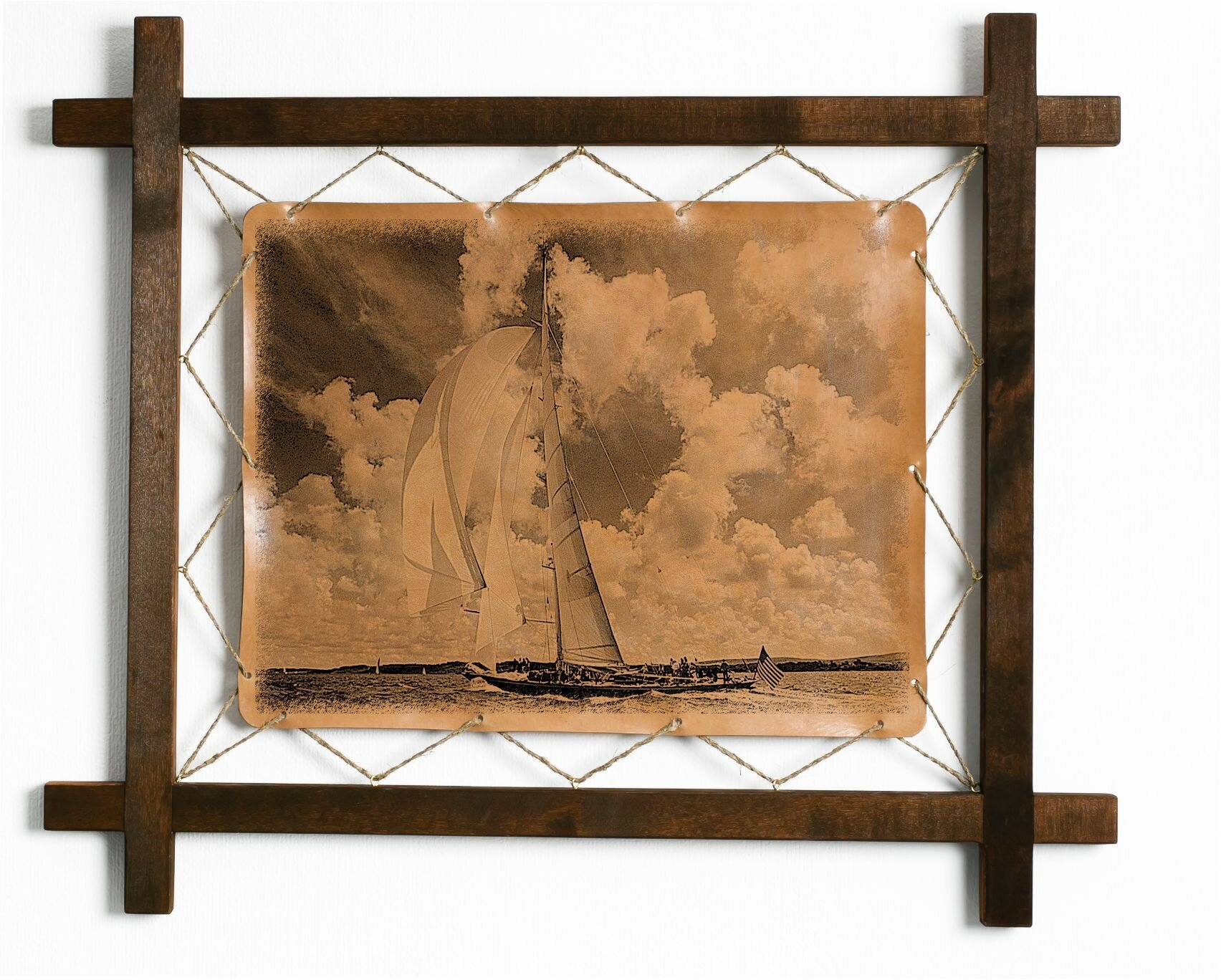 Картина интерьерная из кожи "Парусник", BoomGift