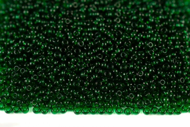 Бисер чешский PRECIOSA круглый 10/0 50060 зеленый прозрачный, 20 грамм