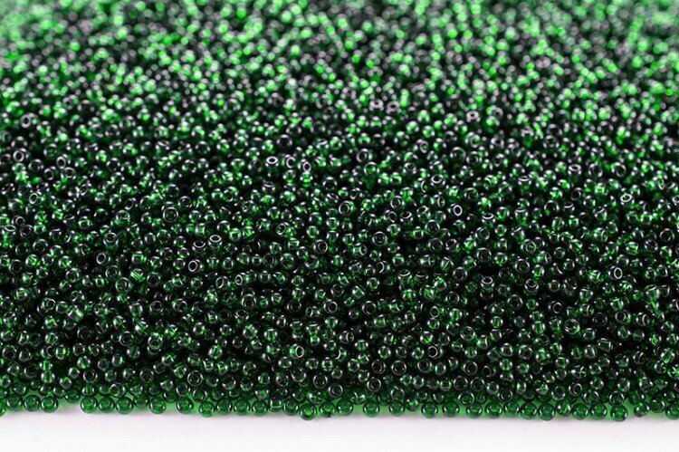 Бисер чешский PRECIOSA круглый 13/0 50060 зеленый прозрачный, 25г