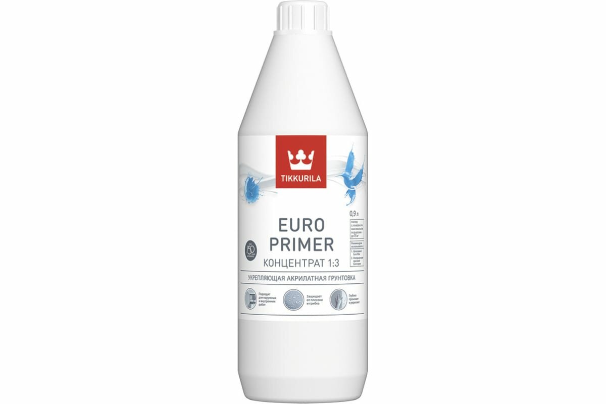 Tikkurila EURO PRIMER 0,9 л грунтовка для внутренних работ, подготовка поверхностей
