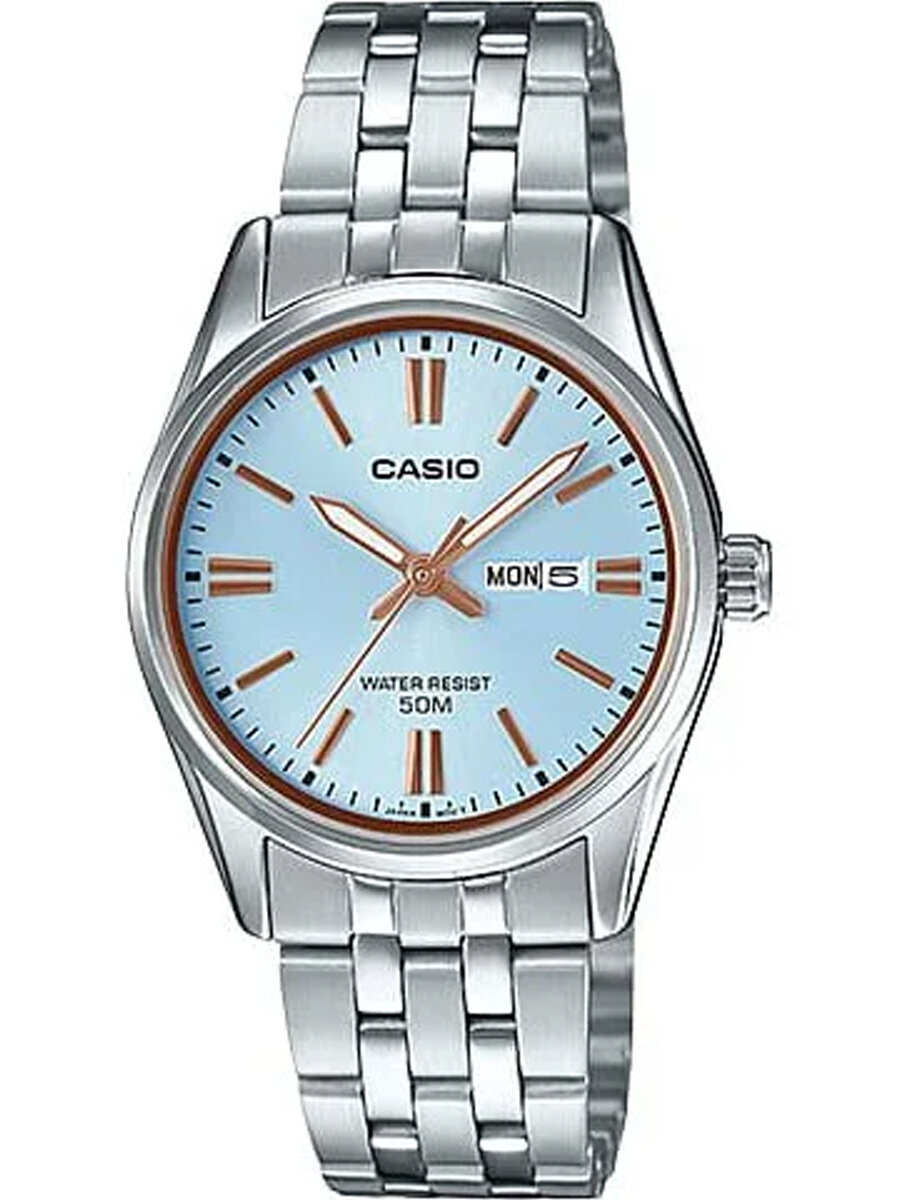 Наручные часы CASIO Collection, серебряный, голубой