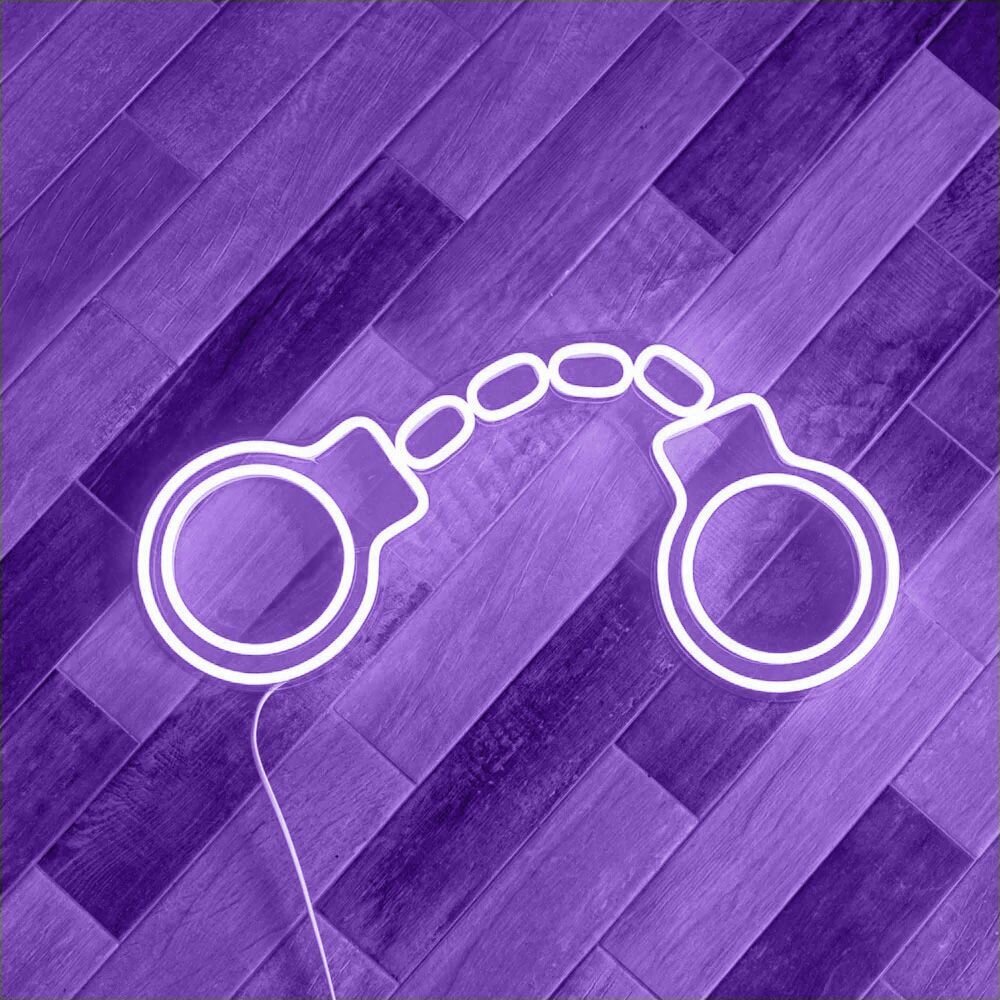 Неоновый светильник Наручники, 53х38 см, фиолетовый
