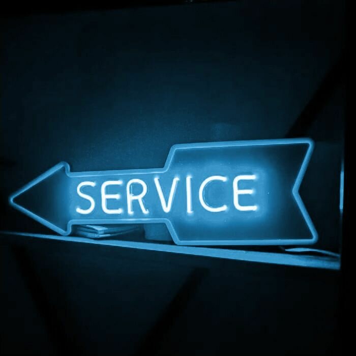 Неоновая вывеска "Service", 60х18 см, бирюзовая