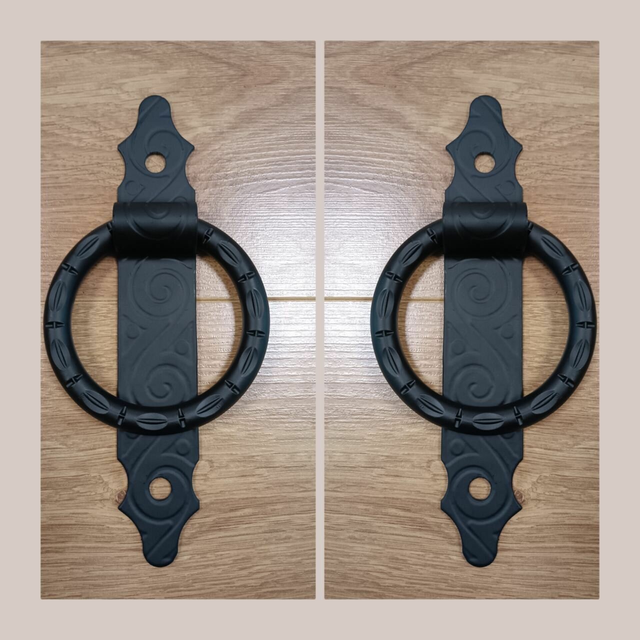 Ручка-кольцо дверная РК-110 мод.2 - 2 шт /кованая/ серия ярославль (черный)