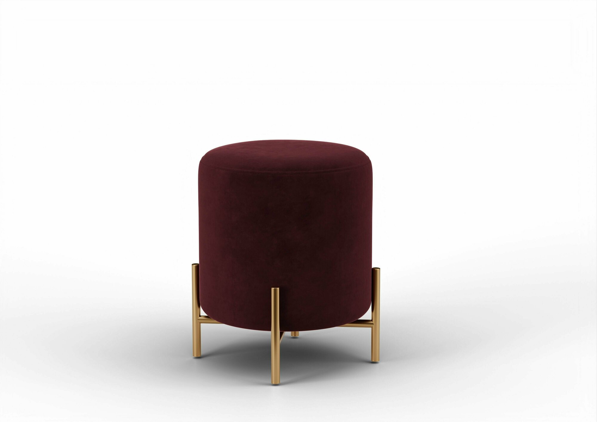 Пуф круглый Rais ало-красный велюр / золотая опора