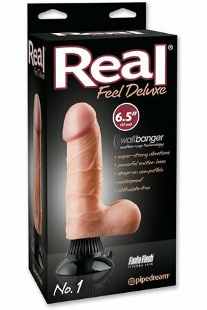 Pipedream, Вибратор Real Feel Deluxe No.1 - 6.5" с мошонкой на присоске Light (22, Ø 4.8 см)