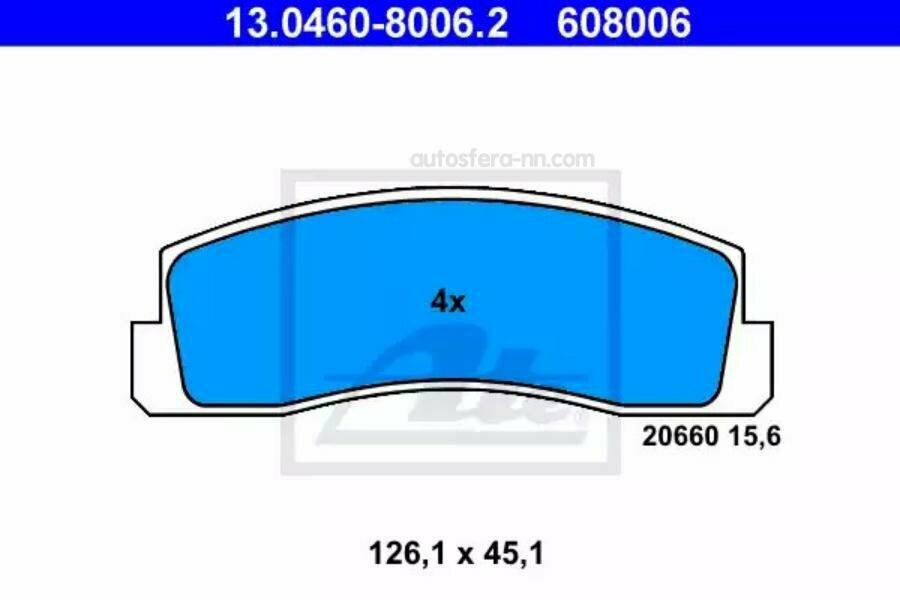 ATE 13046080062 13.0460-8006.2 103 00=571265B=222310 ! колодки дисковые п.\ LADA 2121 Niva 1.6/1.7i/1.9D 76>