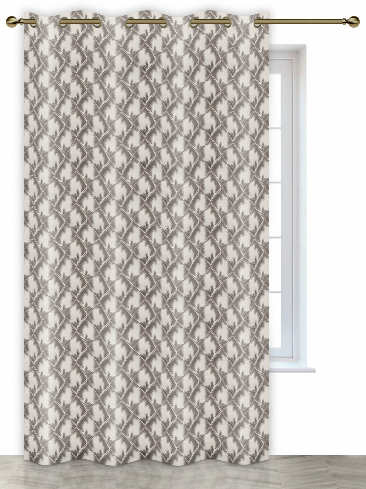 Портьера - штора - занавеска "Ромб ", Ш 160 х В 270 см. на люверсах коричневый, бежевый