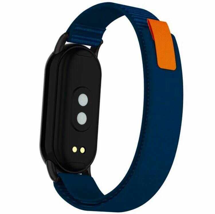 Ремешок для Xiaomi Mi Band 8, Mi Band 9 и Mi Band 10, нейлоновый , на липучке (синий)