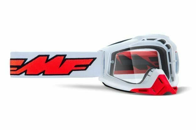 Маска кросс FMF Powerbomb Rocket белая с прозрачной линзой