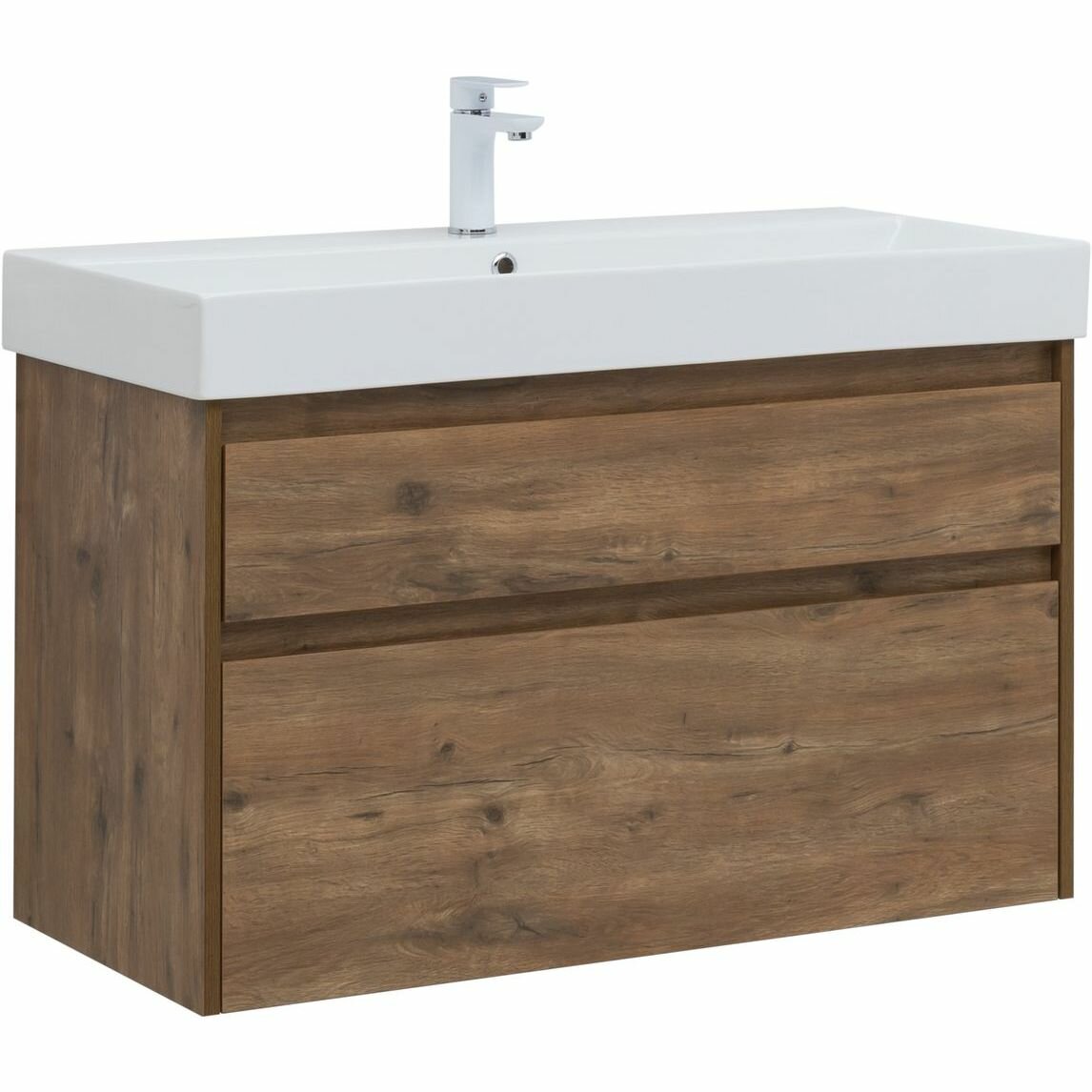 Тумба с раковиной Aquanet (Акванет) Nova Lite 100 (SLIM SYNERGY) дуб рустикальный, 2 ящика 00249957