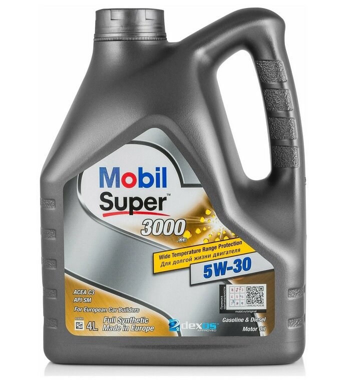 Масло моторное синтетическое Mobil Super 3000 XE 5W-30, 4 литра канистра