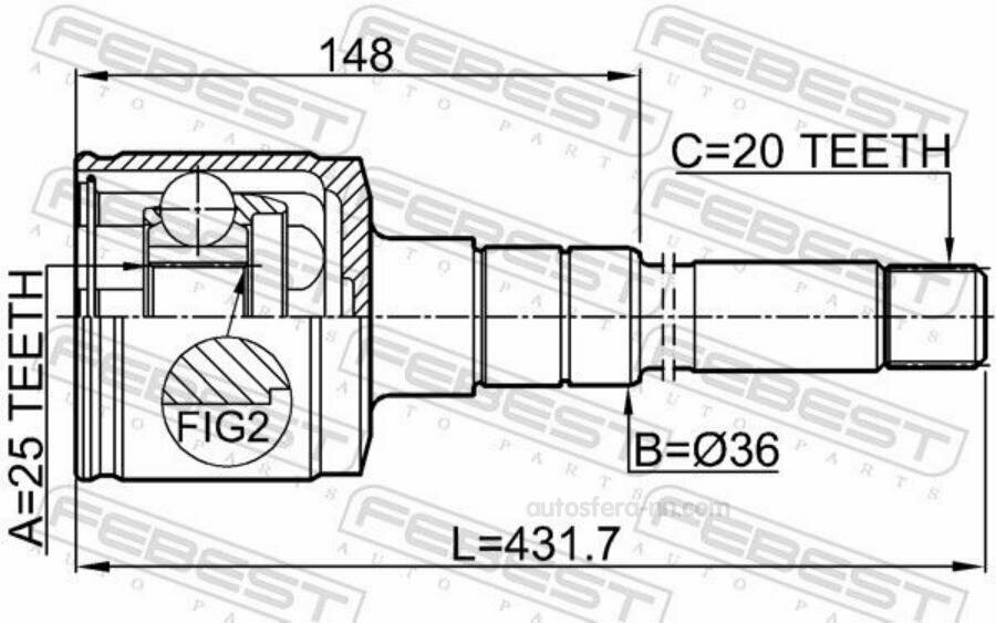 FEBEST 0111ST215RH Шрус внутренний правый 25x36x20