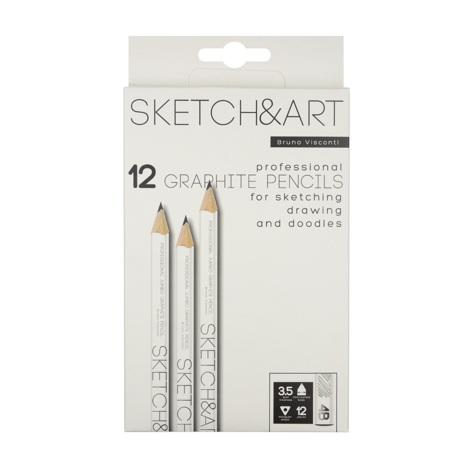 Карандаш чернографитовый "Sketch&Art. Jumbo" 4В, 3,5 MM Набор 12 шт.
