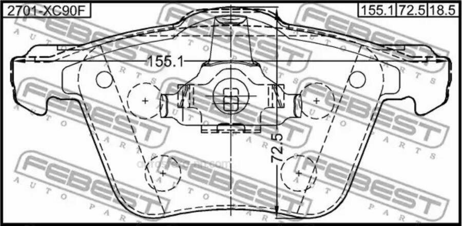 FEBEST 2701XC90F Колодки тормозные передние (с противоскрипной пластиной)