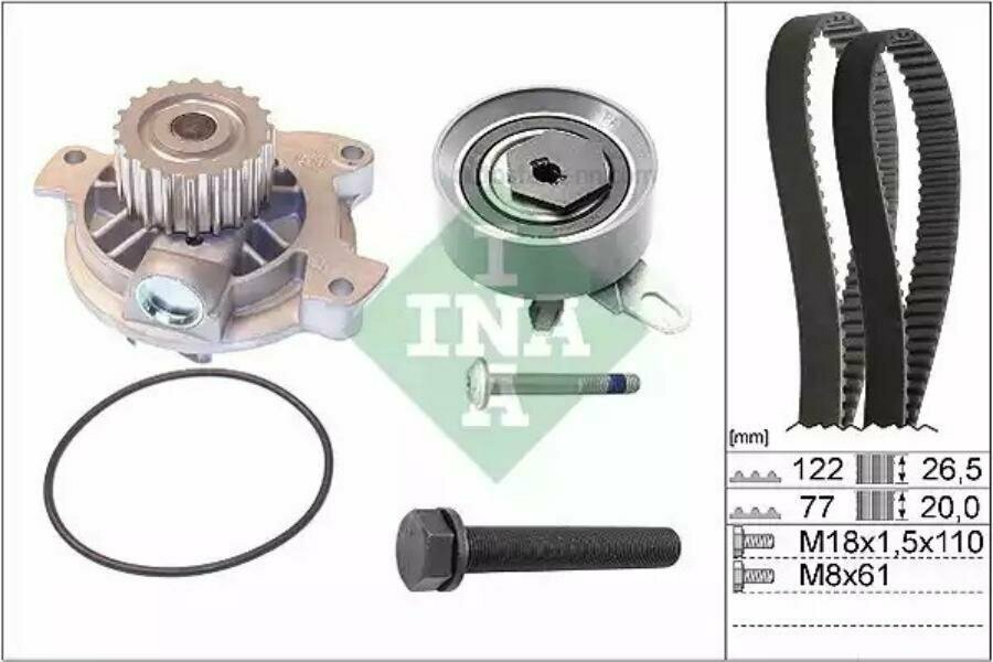 INA 530040630 Комплект ГРМ с водяным насосом A-176 VW T4 2.4D 90>