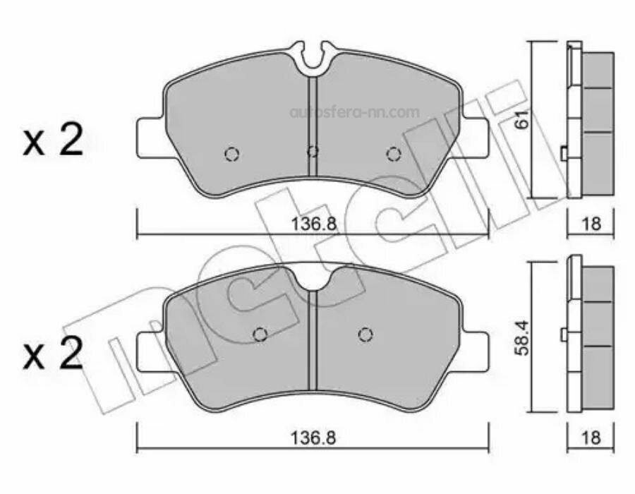 Колодки дисковые задние! Ford Transit/Tourneo 2.20TDCI 12> Metelli арт. 2209910