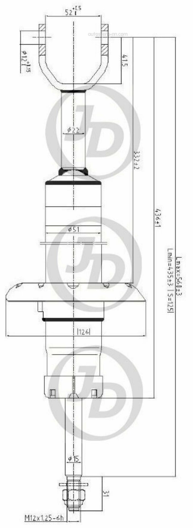 JUST DRIVE JAA0252 Амортизатор газомасляный передний /341842/