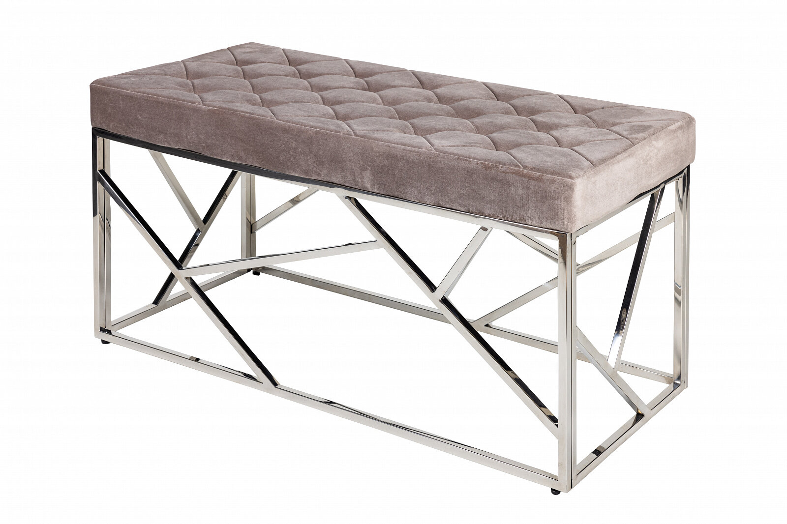 Банкетка "Soft Silver", дизайнерская, вельветовая обивка, каркас из металла