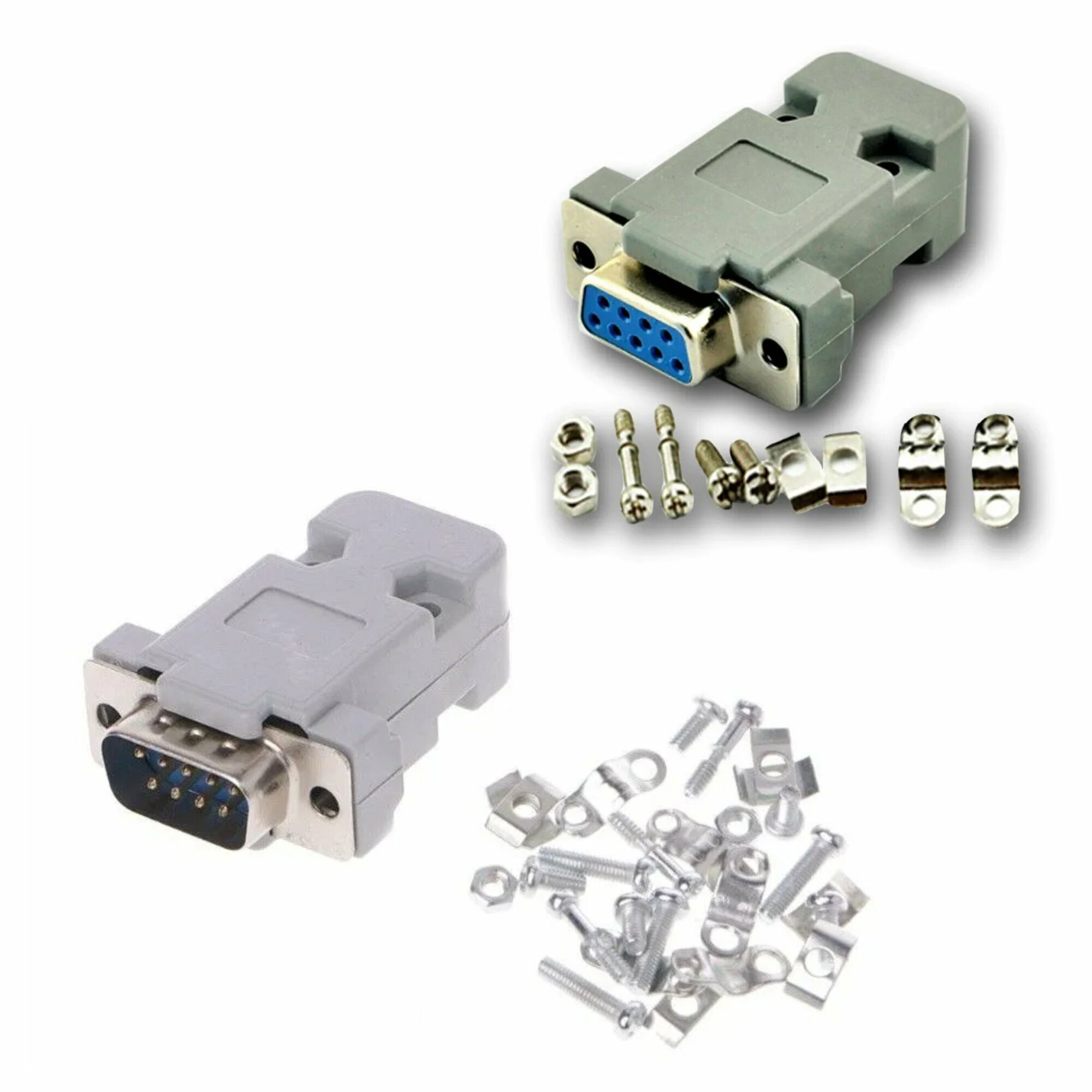 Разъемы DB9F (Female) + DB9M (Male) пайка на кабель с корпусом