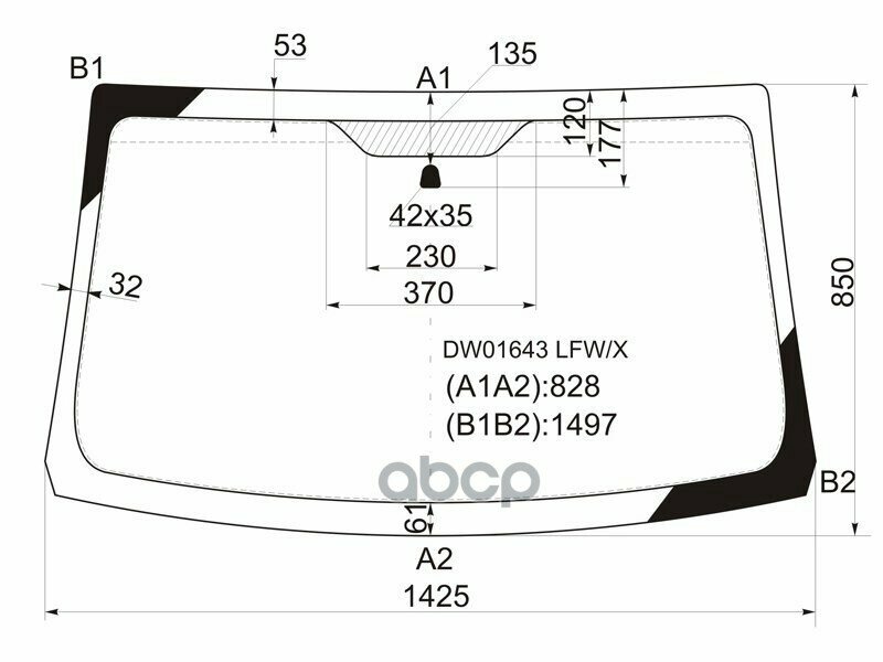 Стекло лобовое Dodge Caliber 06-12 XYG арт. DW01643 LFW/X