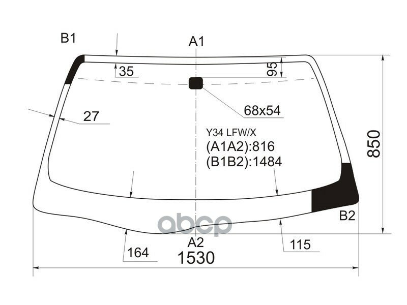 Стекло лобовое Nissan Cedric 99-04 / Gloria 99-04 XYG арт. Y34 LFW/X