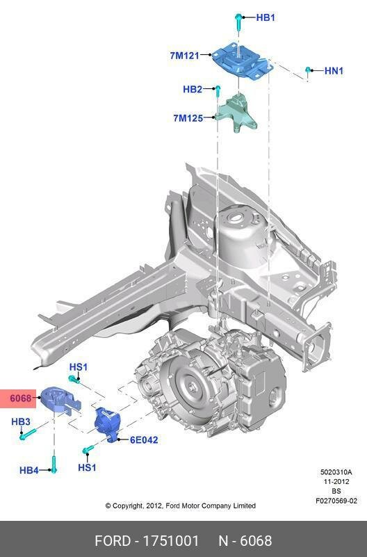 Подушка двигателя зад прав Ford 1751001