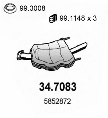 Задняя часть глушителя, 347083 ASSO 34.7083