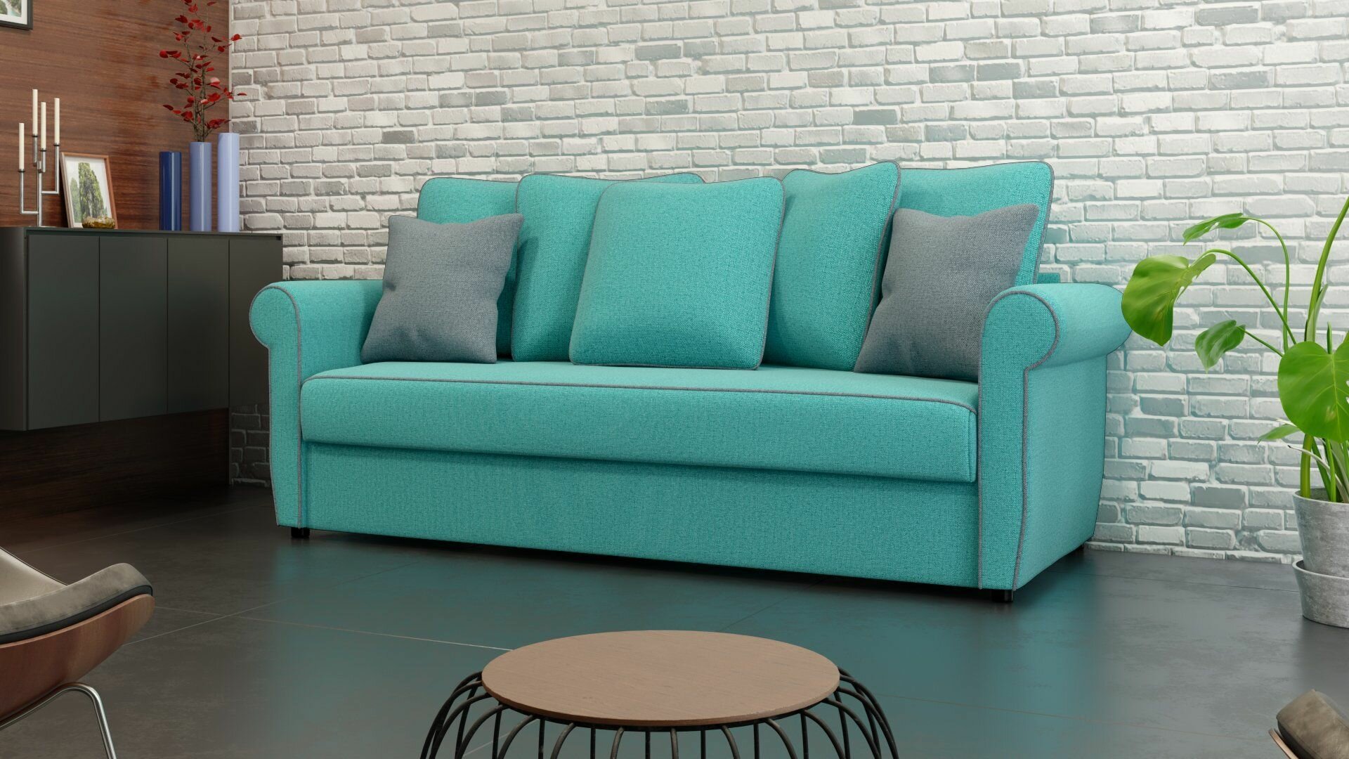 Диван-кровать прямой Гамбург бирюзовый