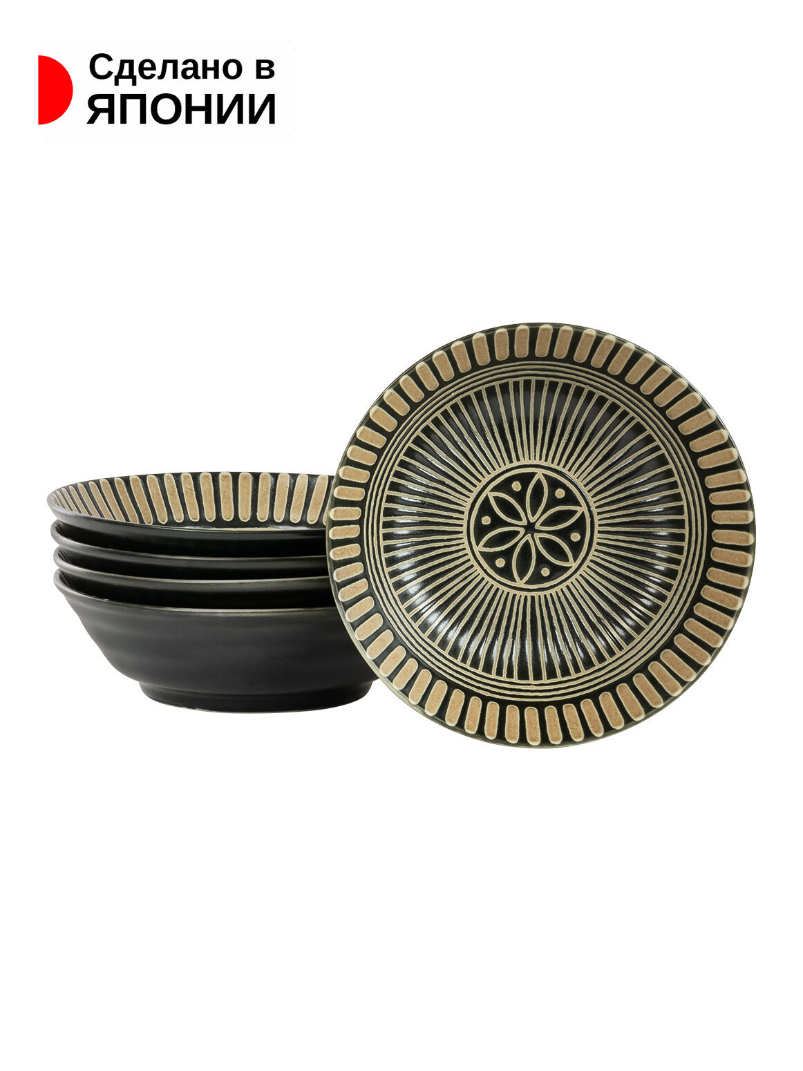 Набор посуды из фарфора / Тарелки глубокие 5 шт, Д13,4х3,9 см.