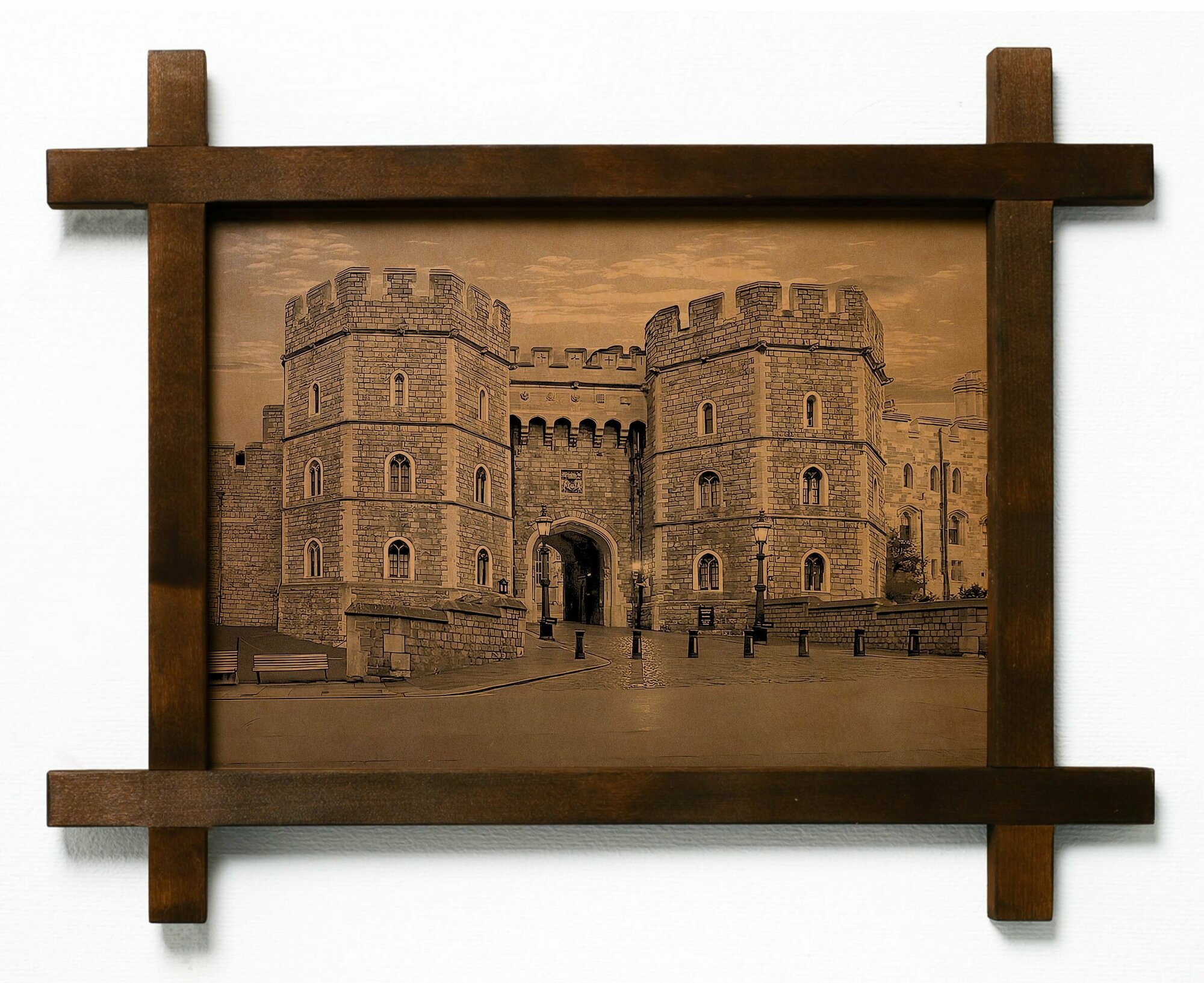 Картина интерьерная, натуральная кожа, "Виндзорский замок, Англия", в деревянной раме, BoomGift