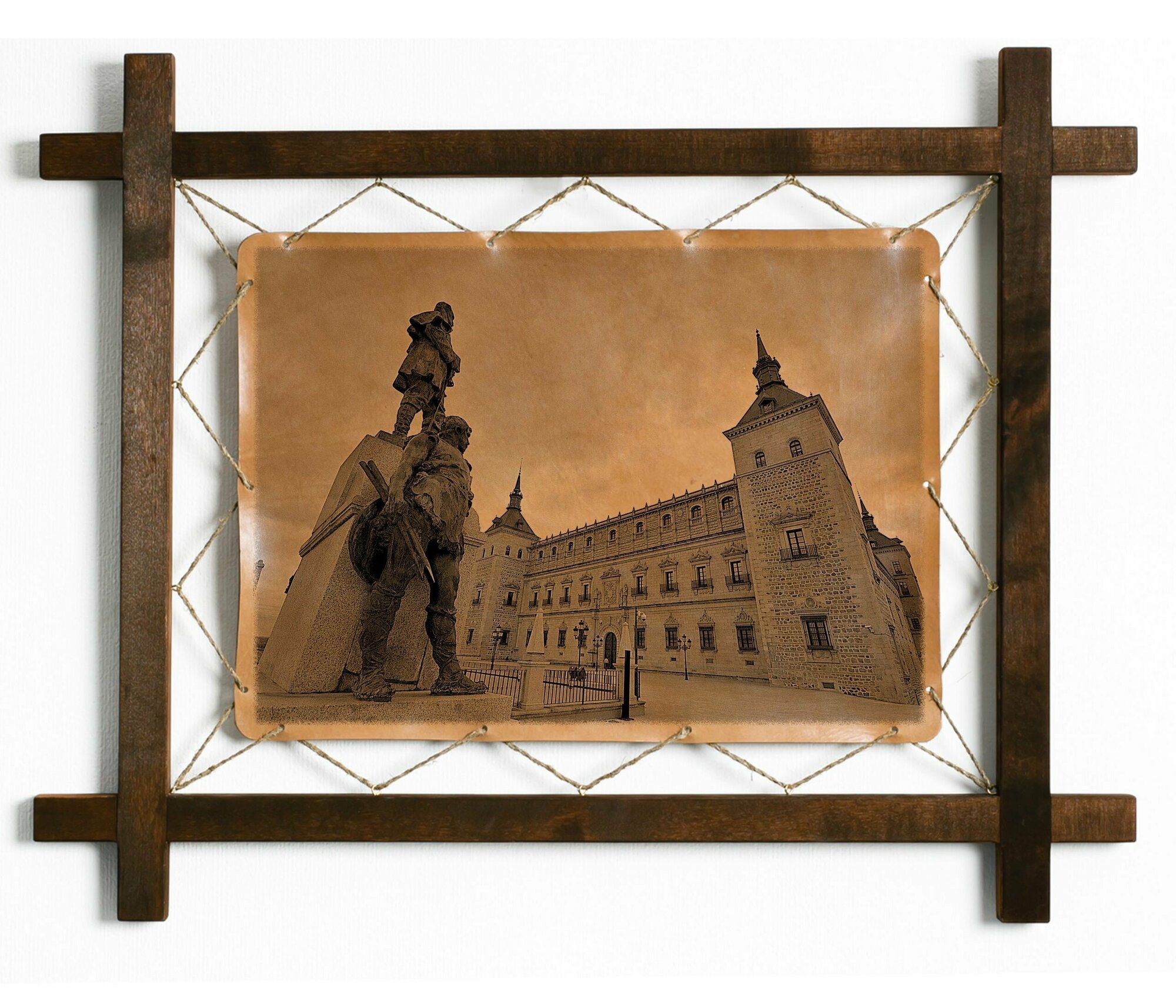 Картина интерьерная из кожи "Алькасар в Толедо, Испания", BoomGift