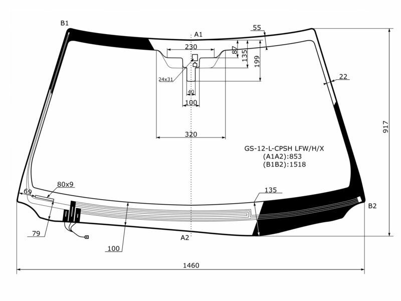 Стекло лобовое (Обогрев щеток/ Датчик дождя) Lexus GS 11-20 / GS F 15- XYG арт. GS12LCPSHLFWHX